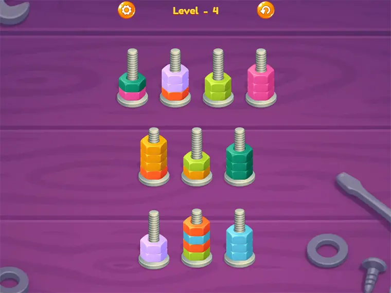 Play Bolts and Nuts: Color Sorting Online For Free - Play Now on Pog.com